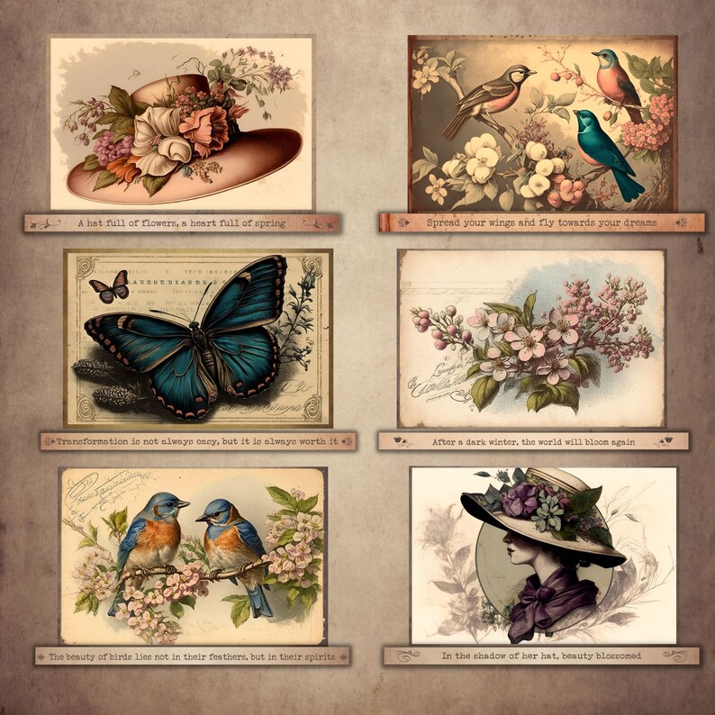 Vintage Spring Printables Vintage Journaling Cards With - Etsy