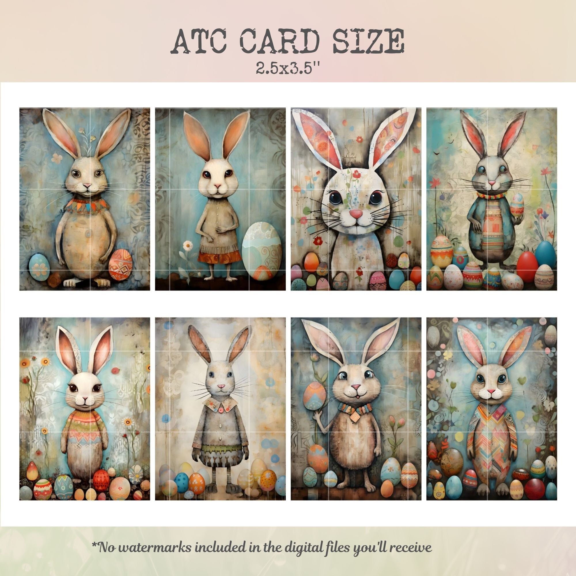Quirky Easter Bunnies, Printable Easter Ephemera, Funny Junk Journal ...