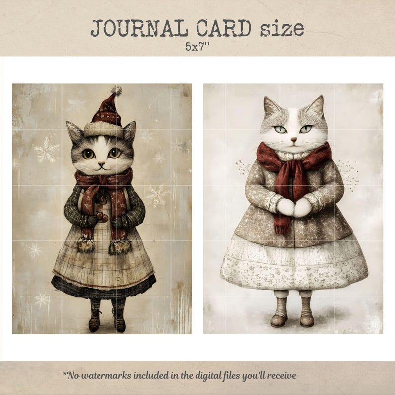 Winter Cat Junk Journal Pages: Christmas Scrapbook/collage Ephemera ...