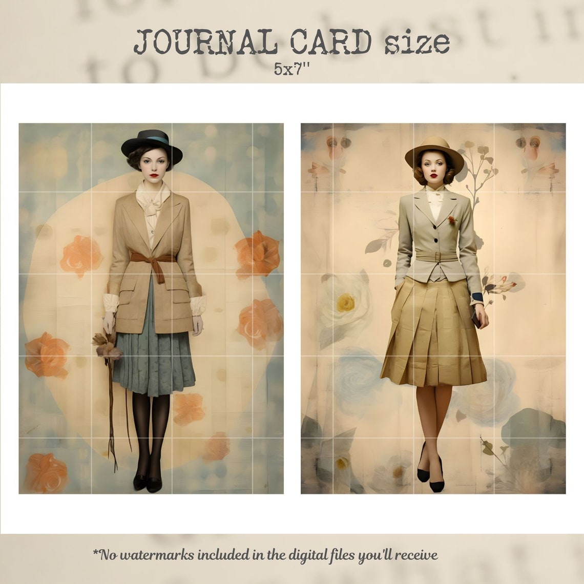 1940s Fashion Collage Sheet: Retro Outfit Ephemera for Junk Journals ...