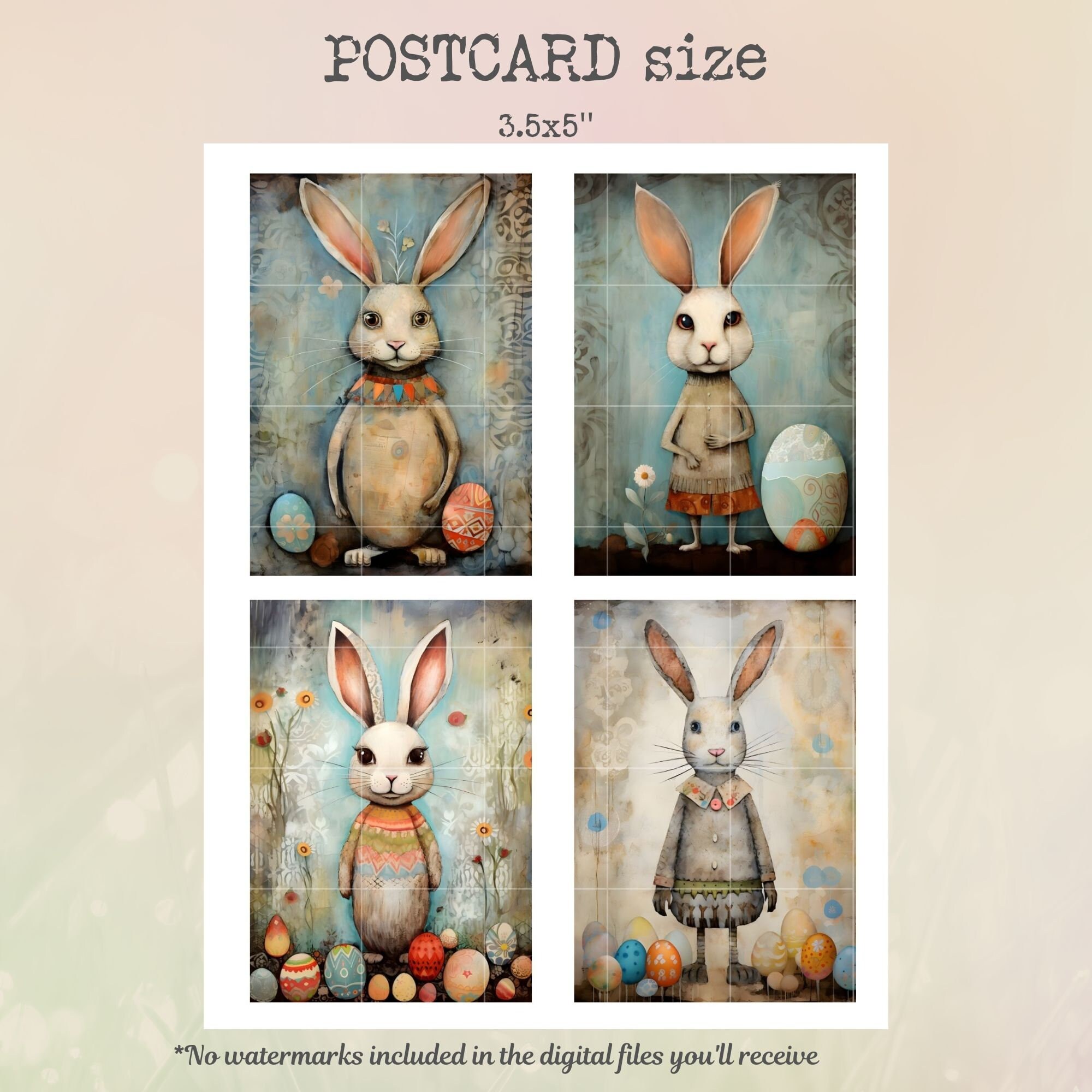Quirky Easter Bunnies, Printable Easter Ephemera, Funny Junk Journal ...