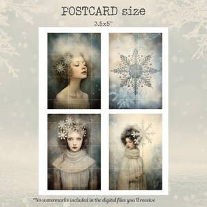 Snowflake Junk Journal Pages, Printable Winter Papers for Scrapbooking ...