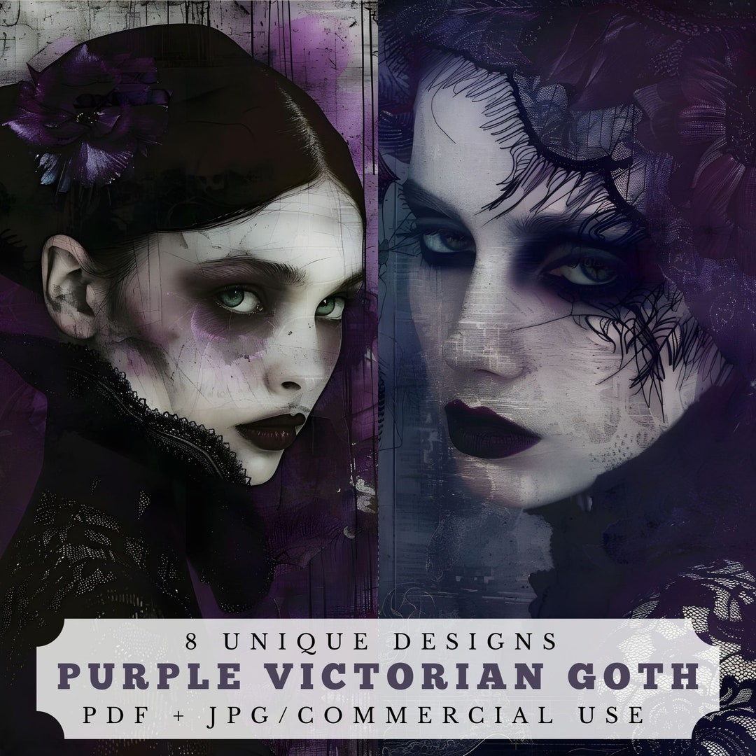 Purple Victorian Goth, Gothic Junk Journal Kit, Mixed Media Art ...