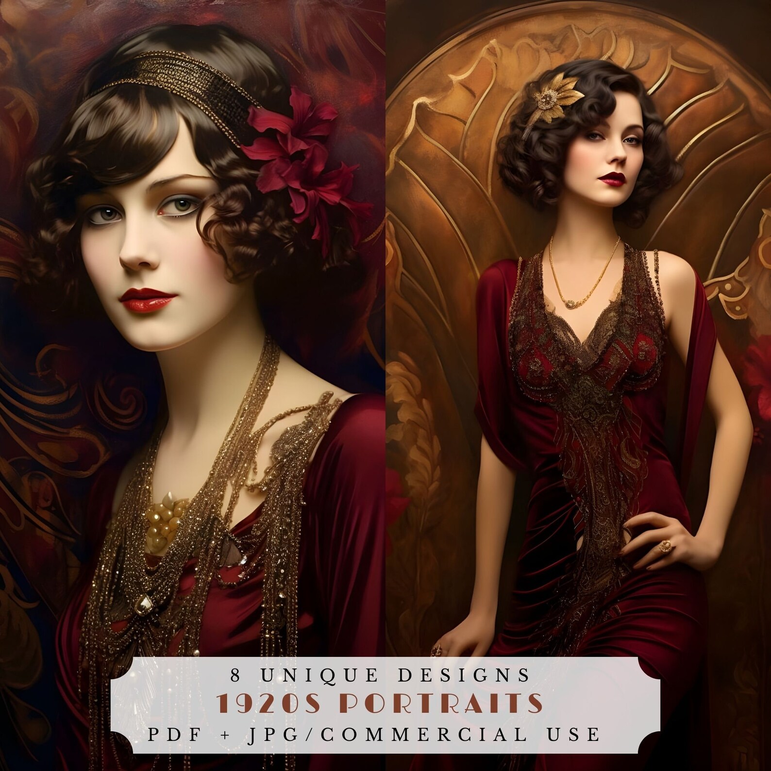 1920s Portraits, the Roaring 20s Junk Journal Cards, Art Deco Collage ...