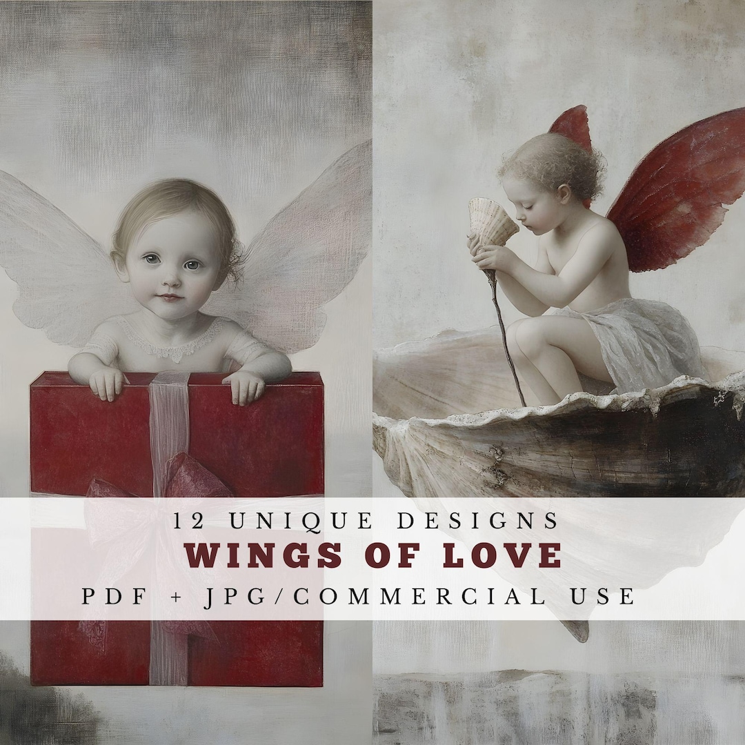 Whimsical Cupid Portraits: Valentine's Day Graphics for Junk Journals ...