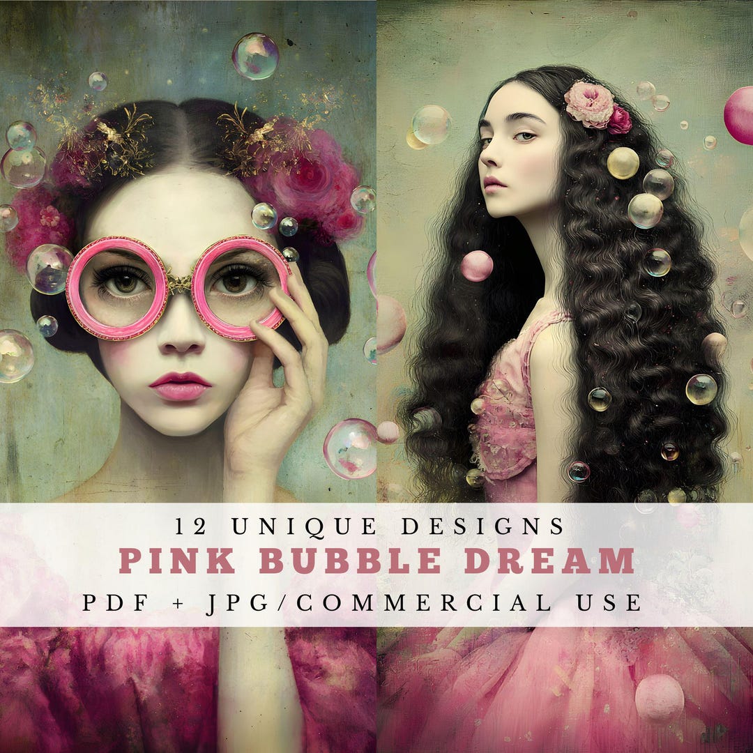 Pink Surreal Portraits: Whimsical Ephemera for Junk Journals ...