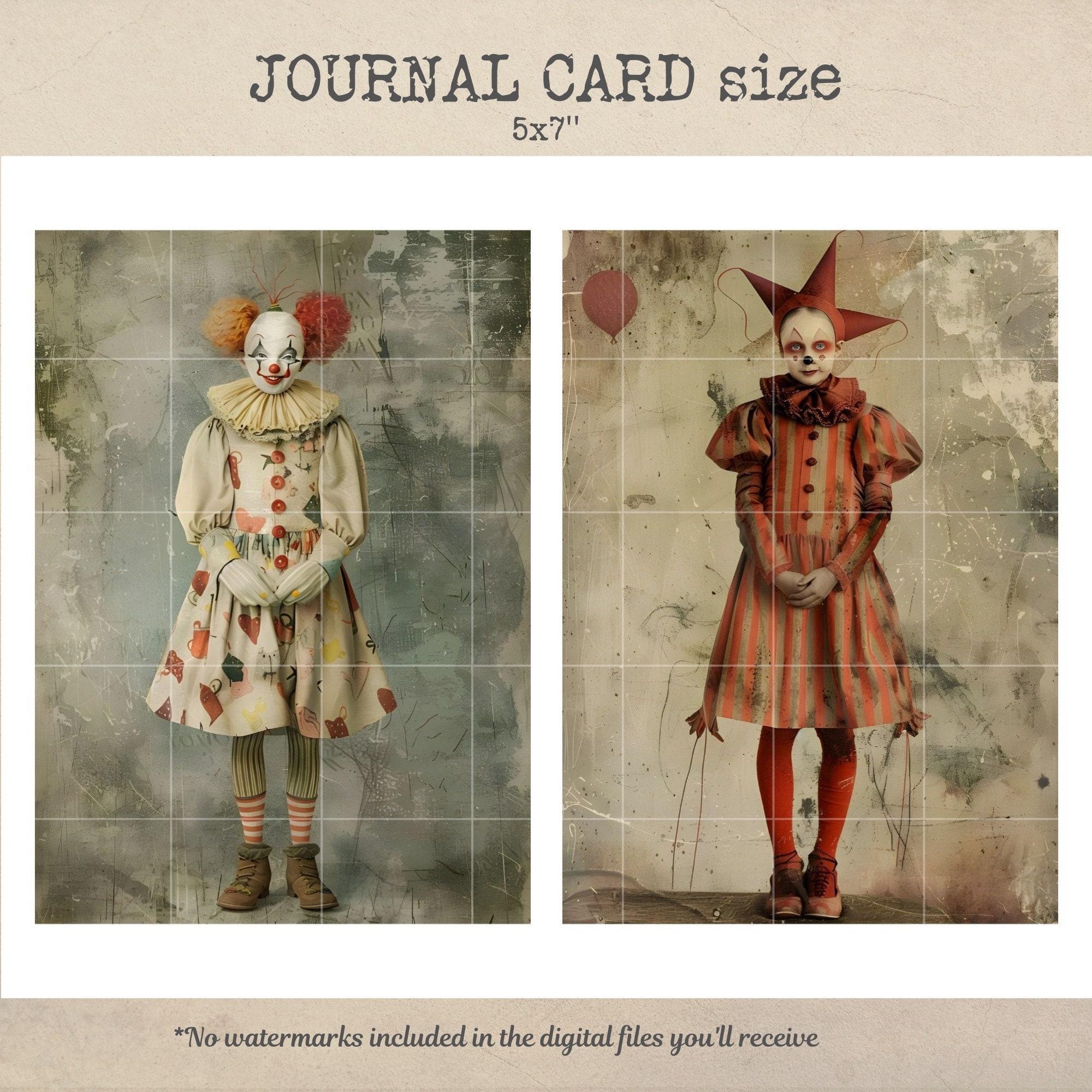 Clown Characters, Unique Circus/carnival Characters, Junk Journal Pages ...