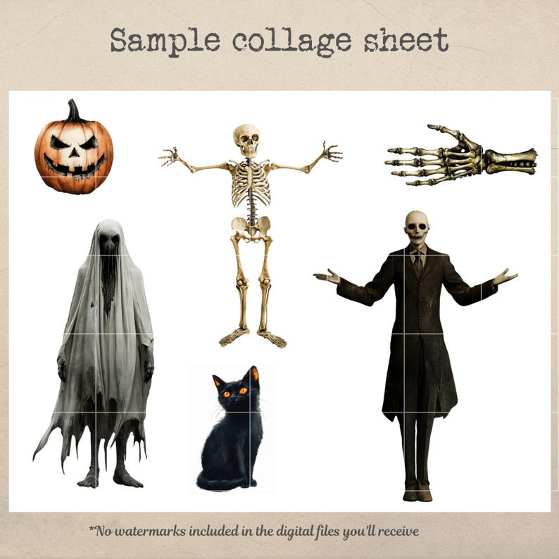 Creepy Halloween Collage Graphics, Eerie Junk Journal Art (digital ...