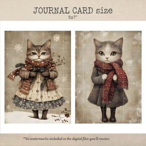 Winter Cat Junk Journal Pages: Christmas Scrapbook/collage Ephemera ...