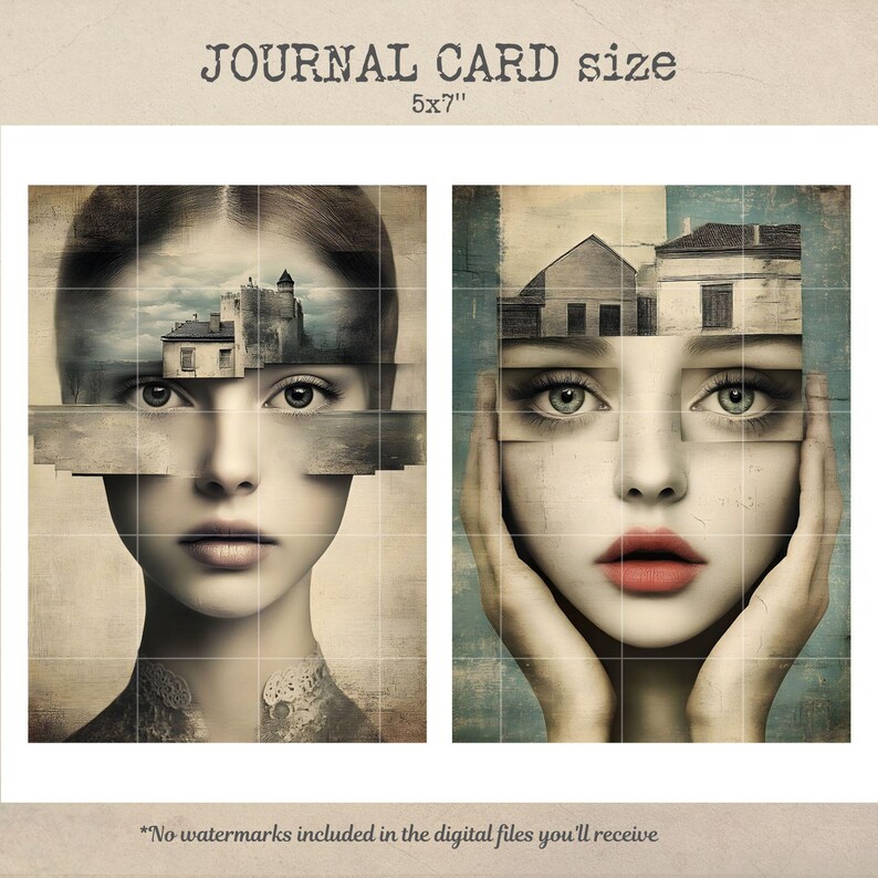 Inner Views, Junk Journal Pages, Surreal Scrapbook Ephemera, Card ...