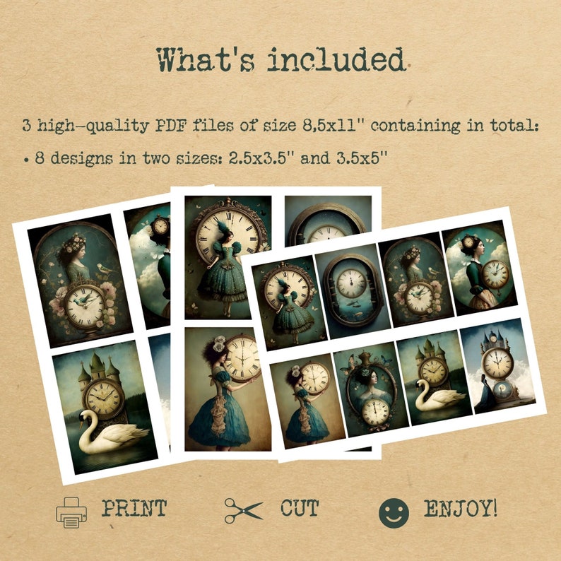 Vintage Clocks ATC Cards Surreal Clocks Collage Sheet - Etsy