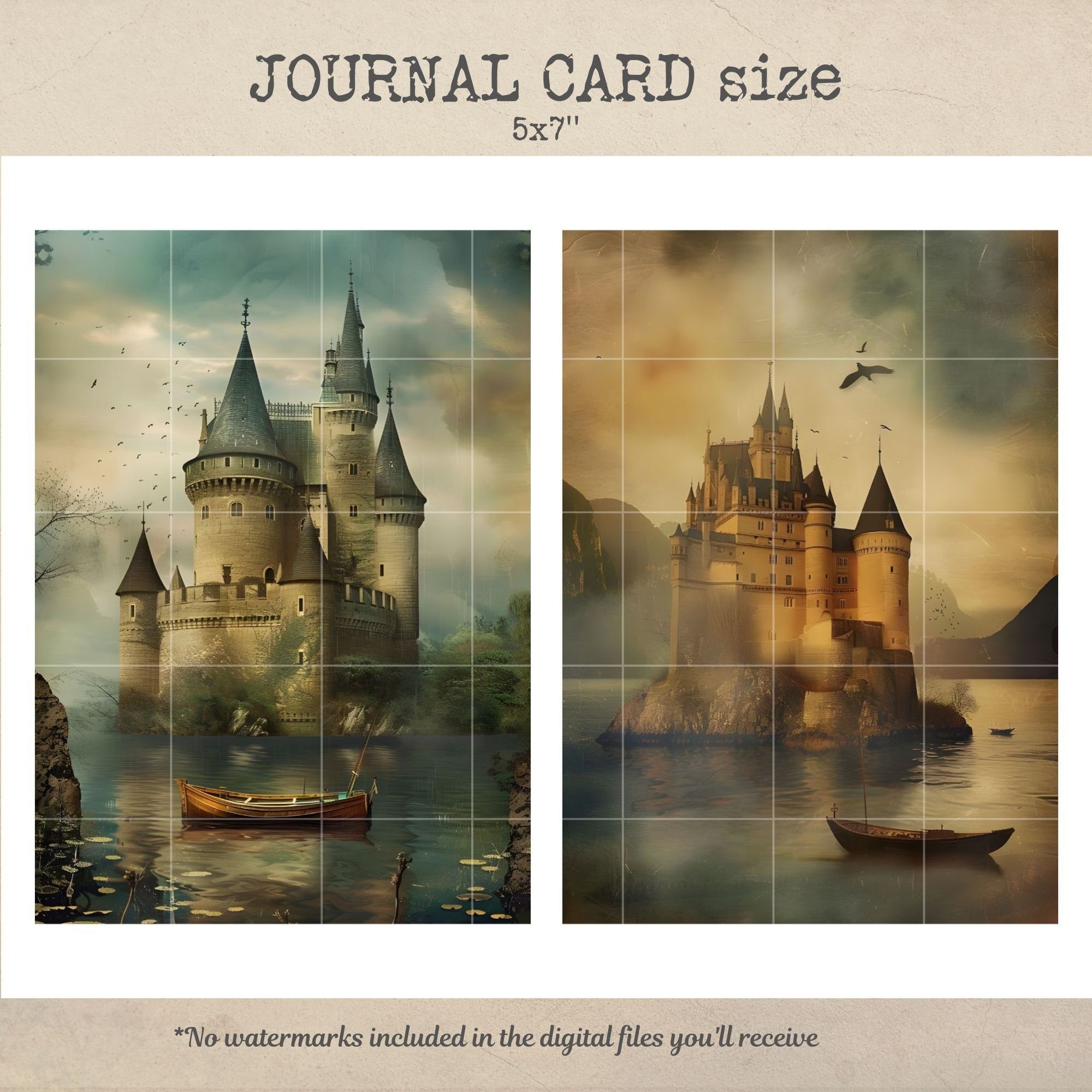 Castles of Dreams, Moody Junk Journal Pages, Printable Scrapbook and ...