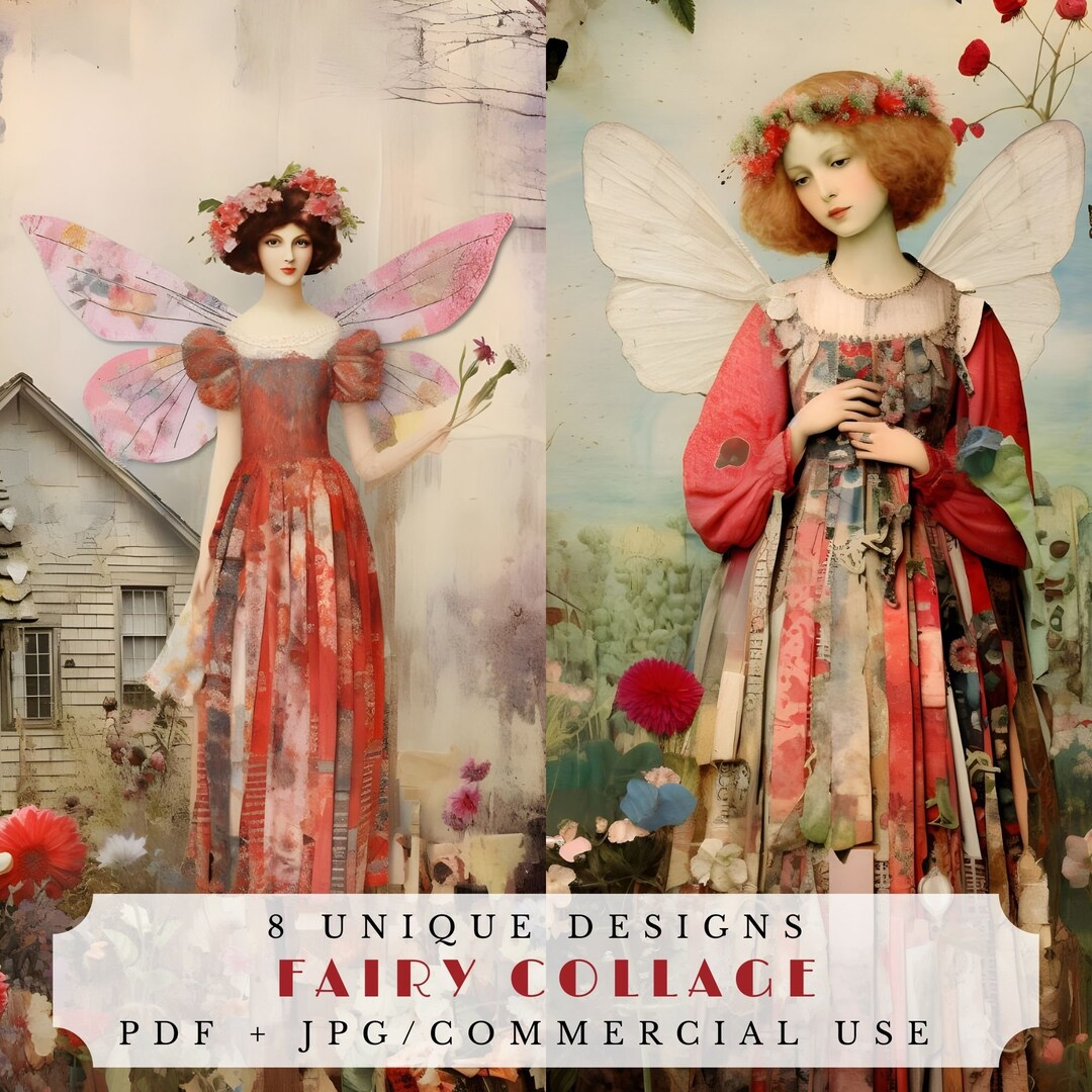 Fairy Printable Paper Collage, Junk Journal Pages, Digital Ephemera for ...