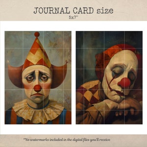 Sad Clowns, Unique Junk Journal Pages, Circus Collage Supplies ...