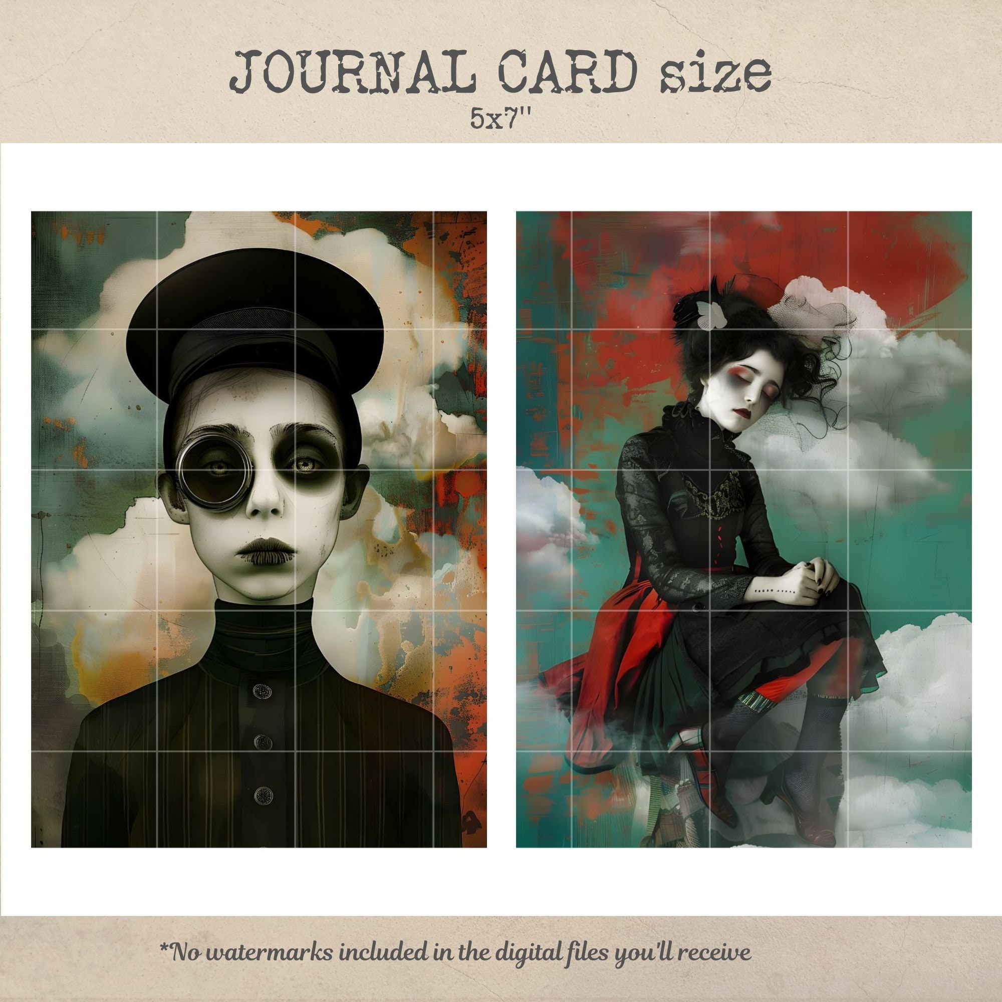 Surreal Junk Journal Pages, Eerie Portraits Ephemera (PDF & JPG) - Etsy