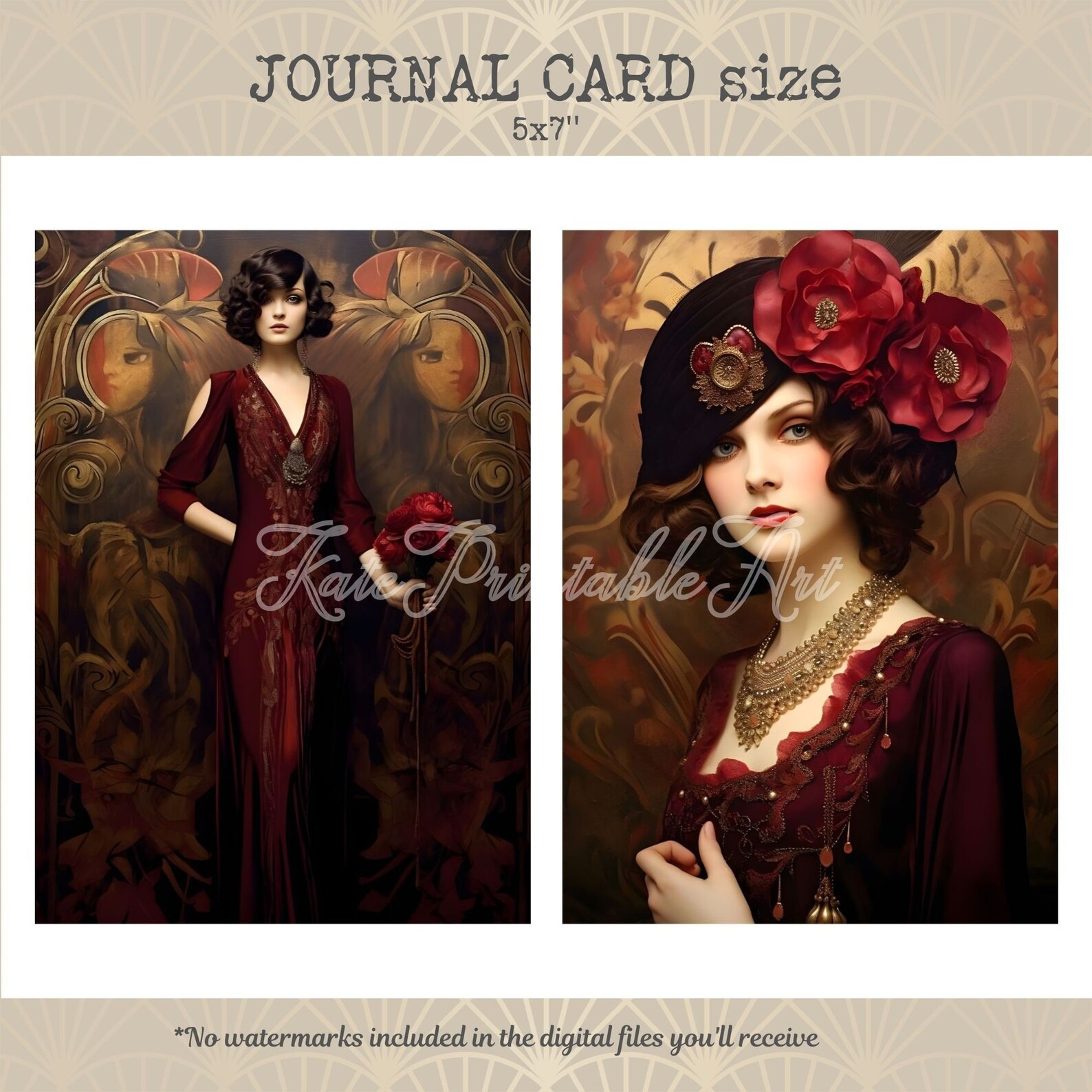 1920s Portraits, the Roaring 20s Junk Journal Cards, Art Deco Collage ...