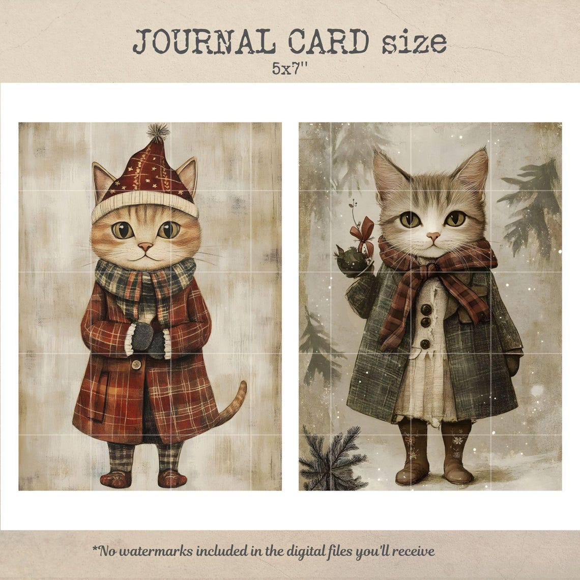Winter Cat Junk Journal Pages: Christmas Scrapbook/collage Ephemera ...