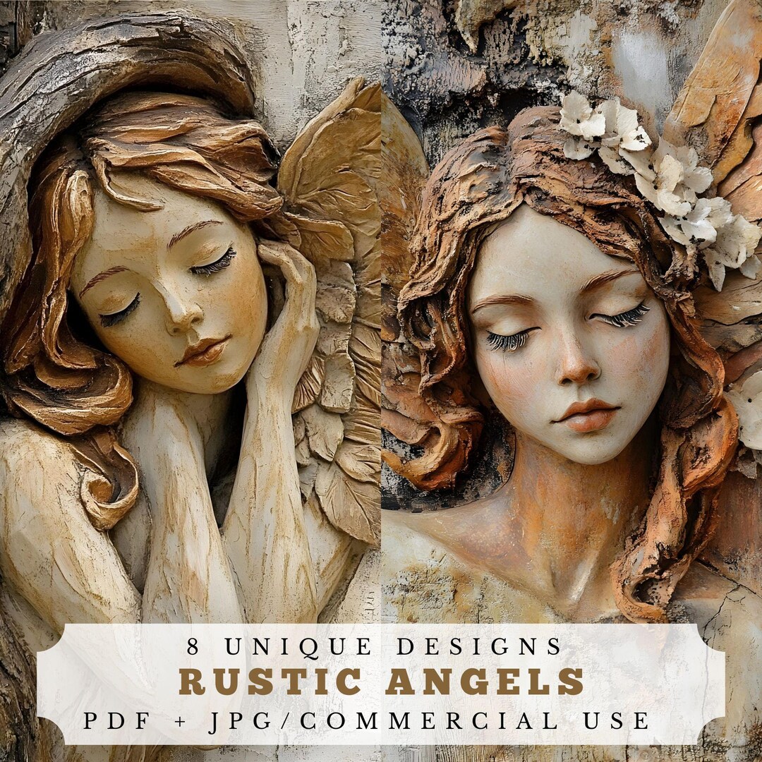Rustic Angels, Religious Junk Journal Pages, Printable Ephemera for ...