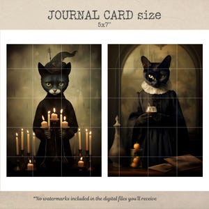 Black Cats, Halloween Printable Junk Journal Pages, Spooky Ephemera for ...