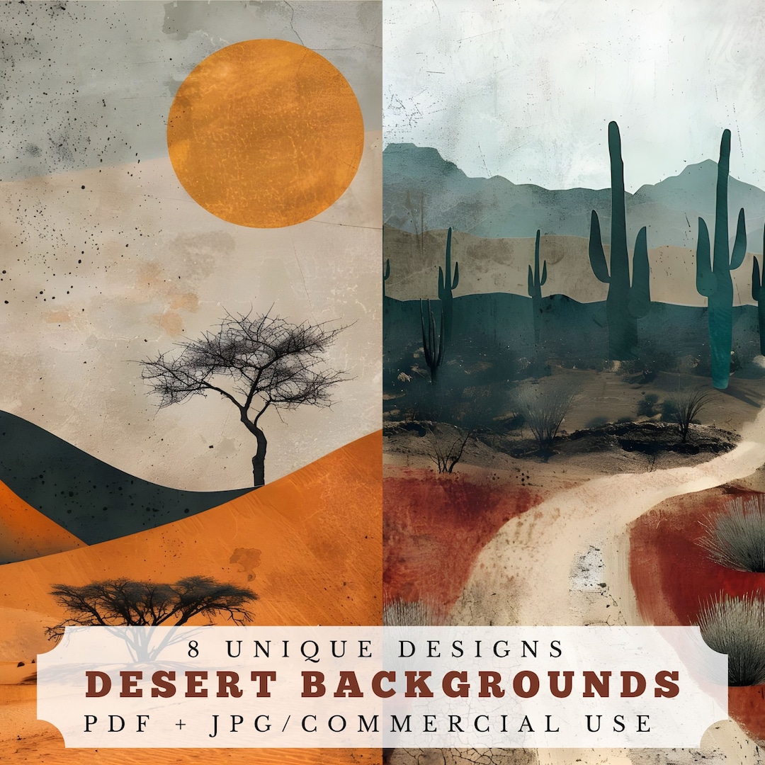 Desert Backgrounds, Unique Junk Journal Pages, Printable Collage Sheet ...