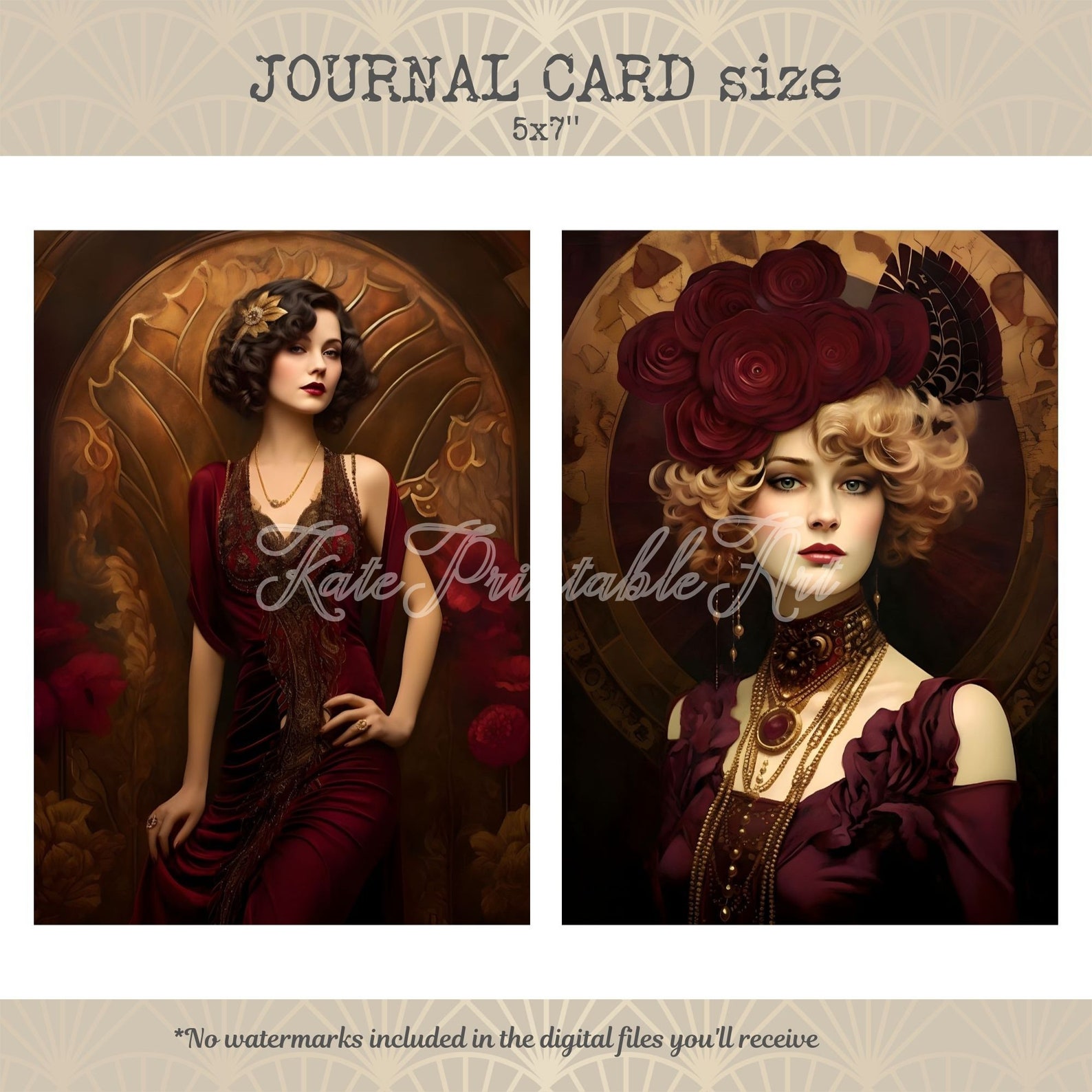 1920s Portraits, the Roaring 20s Junk Journal Cards, Art Deco Collage ...