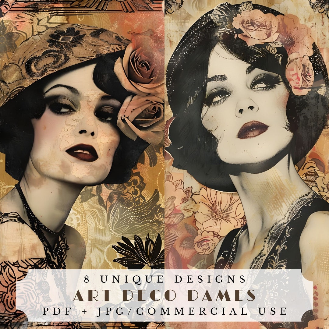 Art Deco Flapper Portraits, 1920s Collage Sheets (PDF, JPG) - Etsy