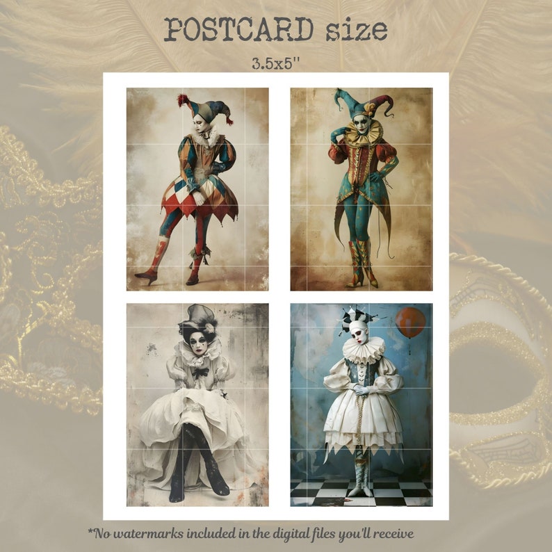 Venice Carnival Characters, Printable Junk Journal Papers, Unique ...