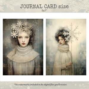 Snowflake Junk Journal Pages, Printable Winter Papers for Scrapbooking ...