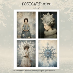 Snowflake Junk Journal Pages, Printable Winter Papers for Scrapbooking ...