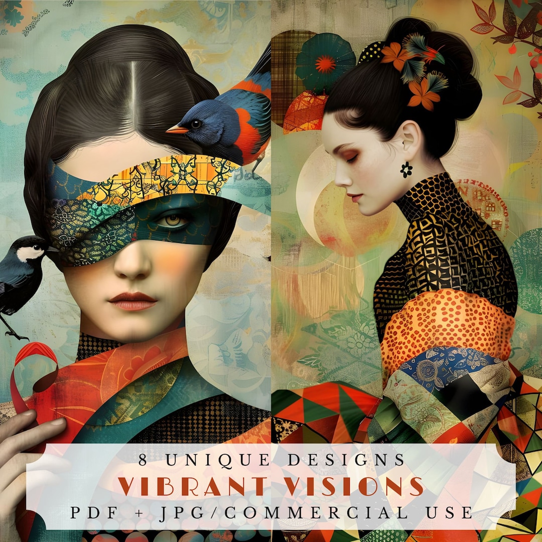 Vibrant Visions, Colorful Junk Journal Pages, Printable Collage Sheet ...