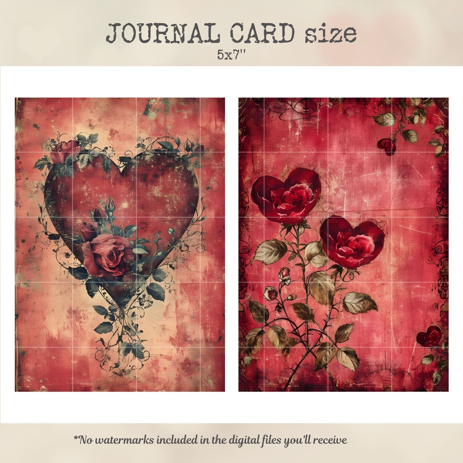 Grunge Valentine Papers, Junk Journal Ephemera (digital Download) - Etsy