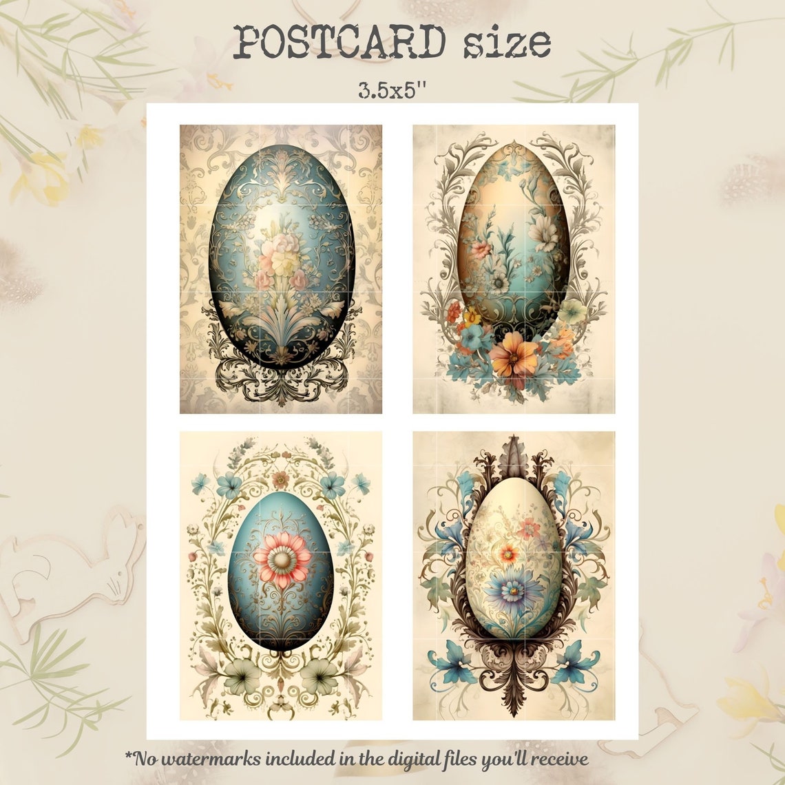 Ornate Easter Egg Junk Journal Pages, Vintage Ephemera (digital ...