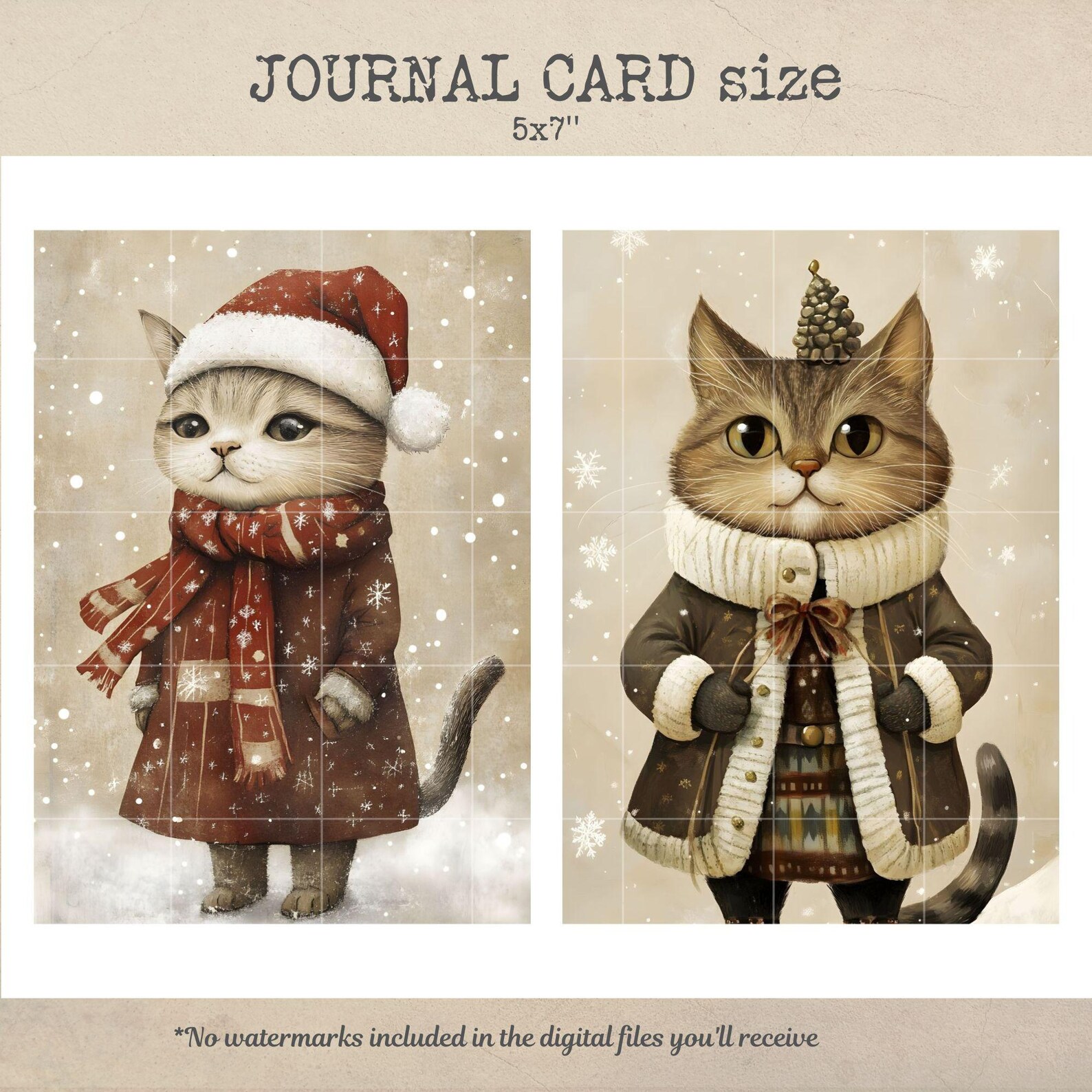 Winter Cat Junk Journal Pages: Christmas Scrapbook/collage Ephemera ...