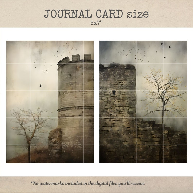 Ancient Walls, Moody Junk Journal Pages, Printable Scrapbook and ...