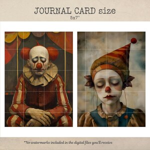 Sad Clowns, Unique Junk Journal Pages, Circus Collage Supplies ...