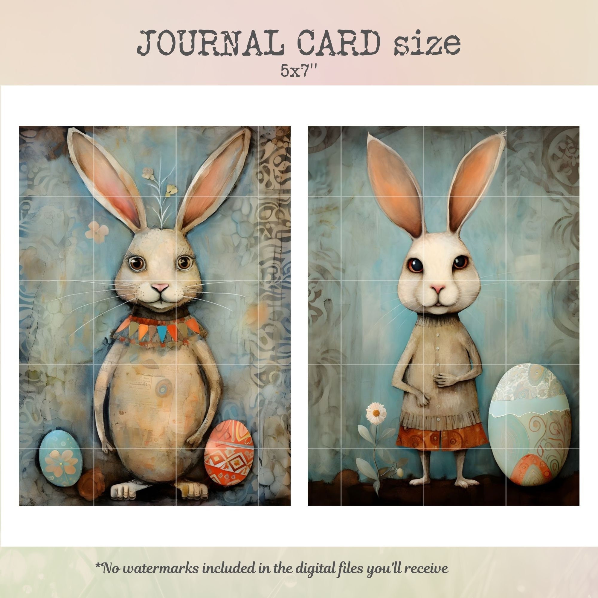 Quirky Easter Bunny Ephemera, Junk Journal Cards (digital Download) - Etsy