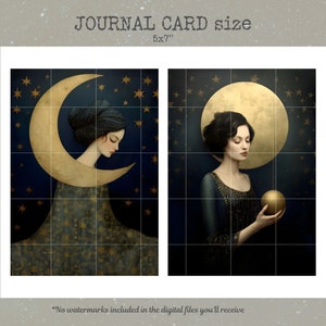 Gold Moon ATC | Lunar Magic | Night Sky Printable Ephemera | Celestial ...