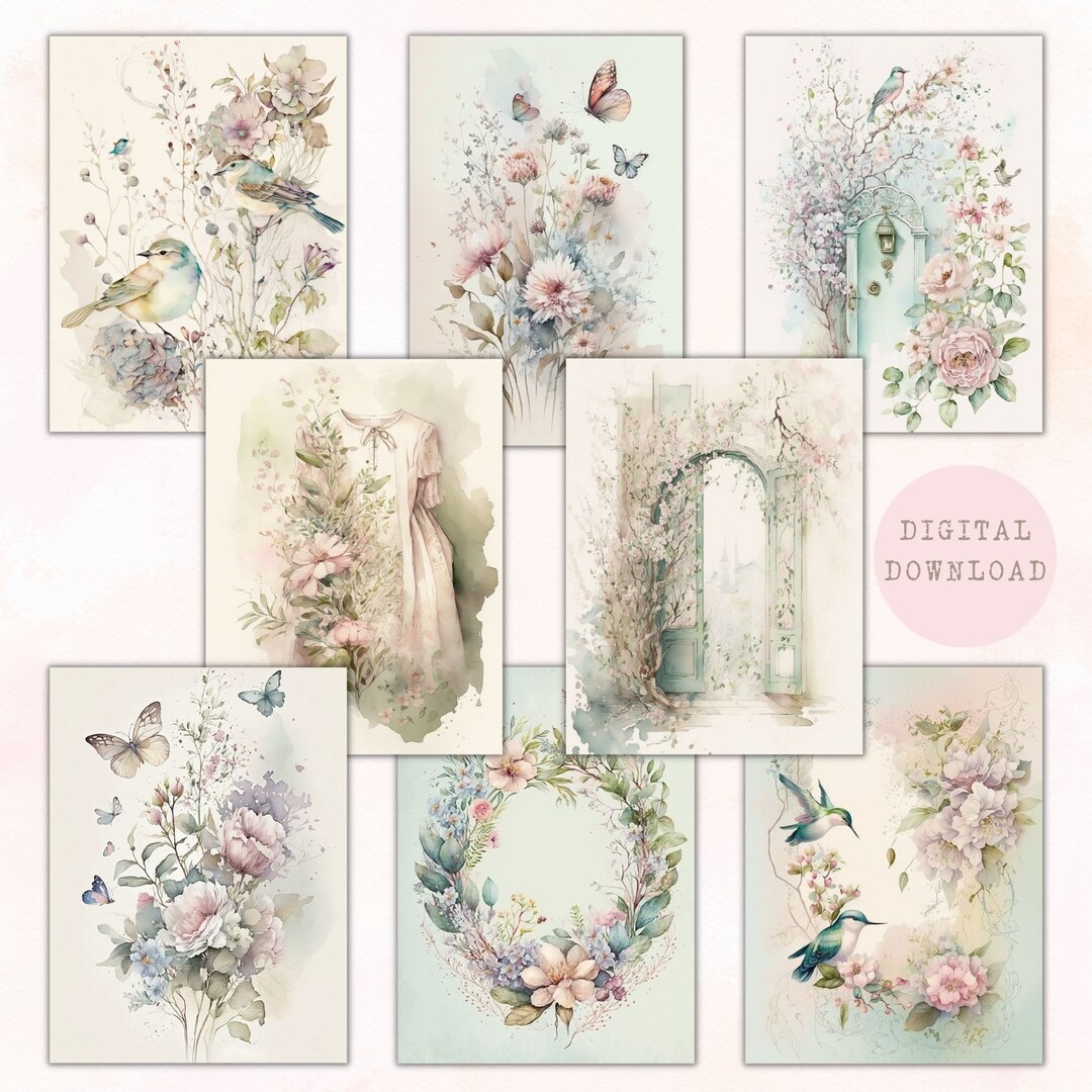 Spring ATC Cards | Spring Journaling Cards | Scrapbooking Ephemera ...