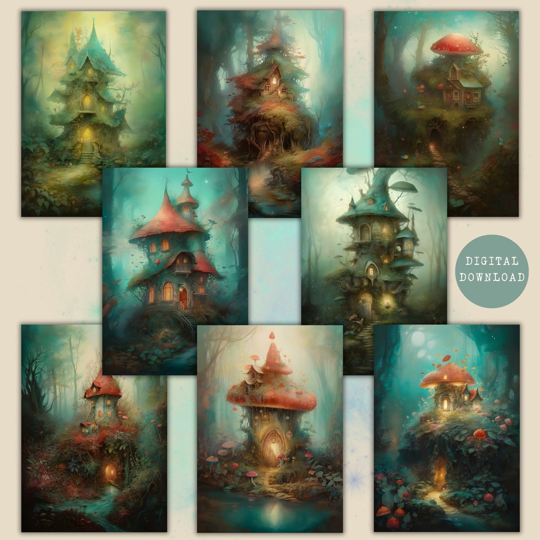 Fairy Houses, Printable Fairy Journal Papers, Mystical Forest Junk ...
