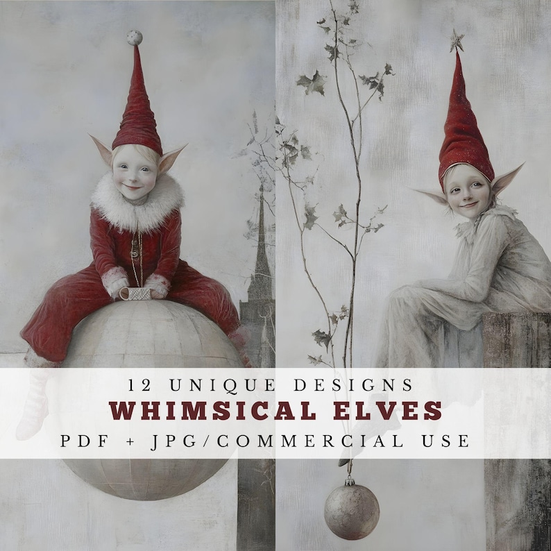 Whimsical Elves Portraits: Surreal Junk Journal and Collage Papers ...