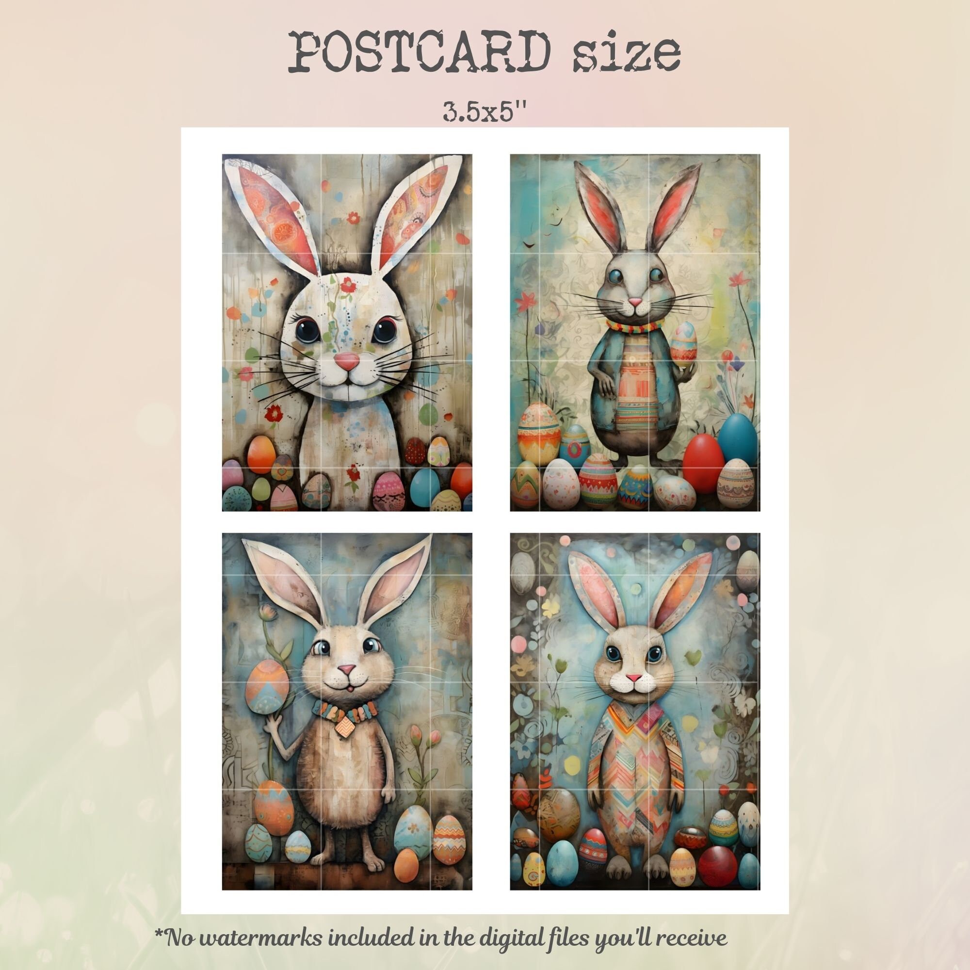 Quirky Easter Bunnies, Printable Easter Ephemera, Funny Junk Journal ...
