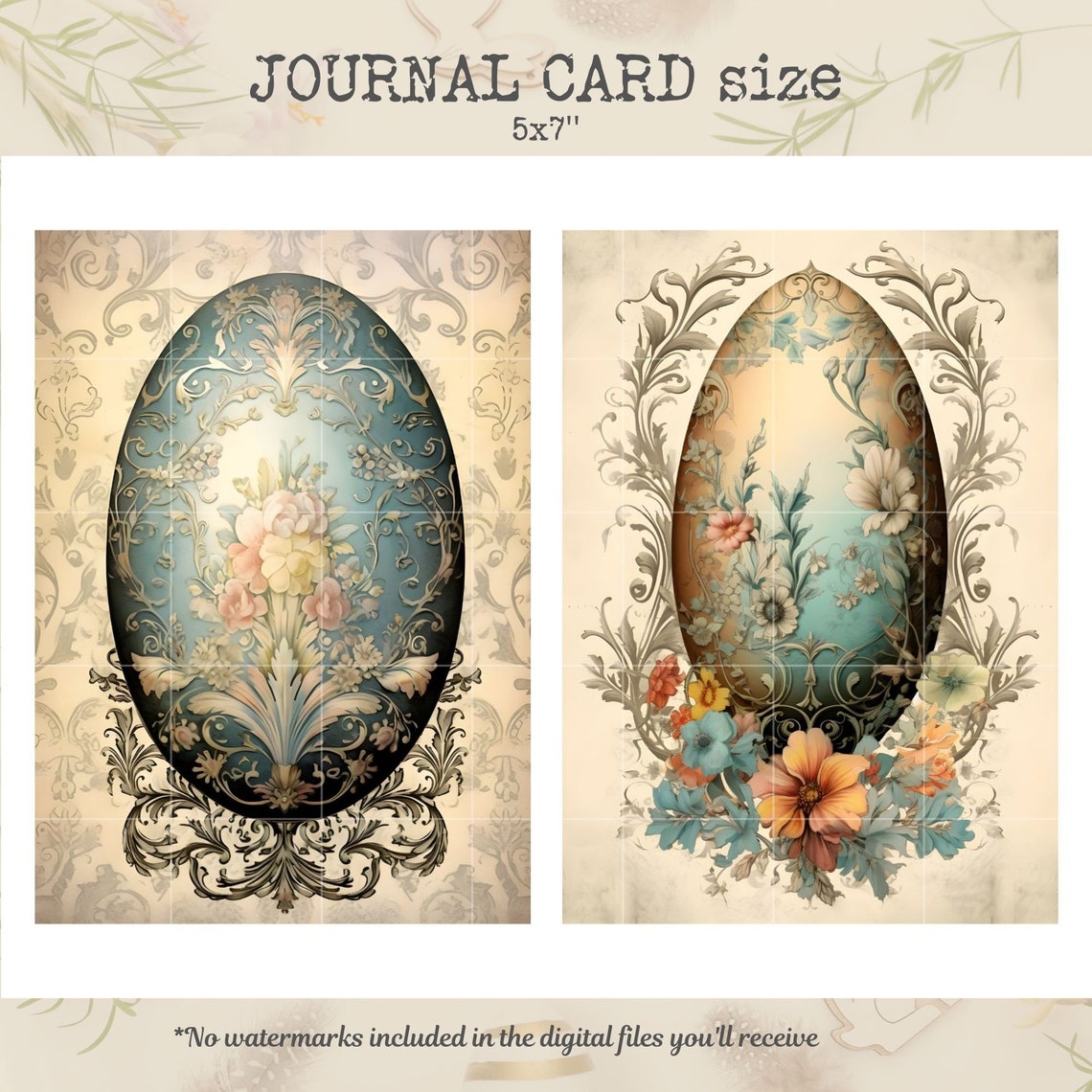 Ornate Easter Egg Junk Journal Pages, Vintage Ephemera (digital ...