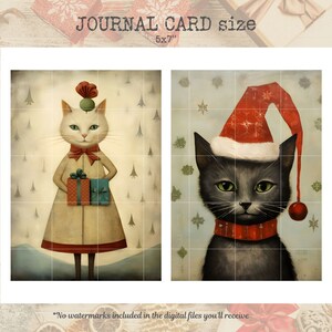 Quirky Christmas Cats, Printable Junk Journal Pages, Digital Ephemera ...