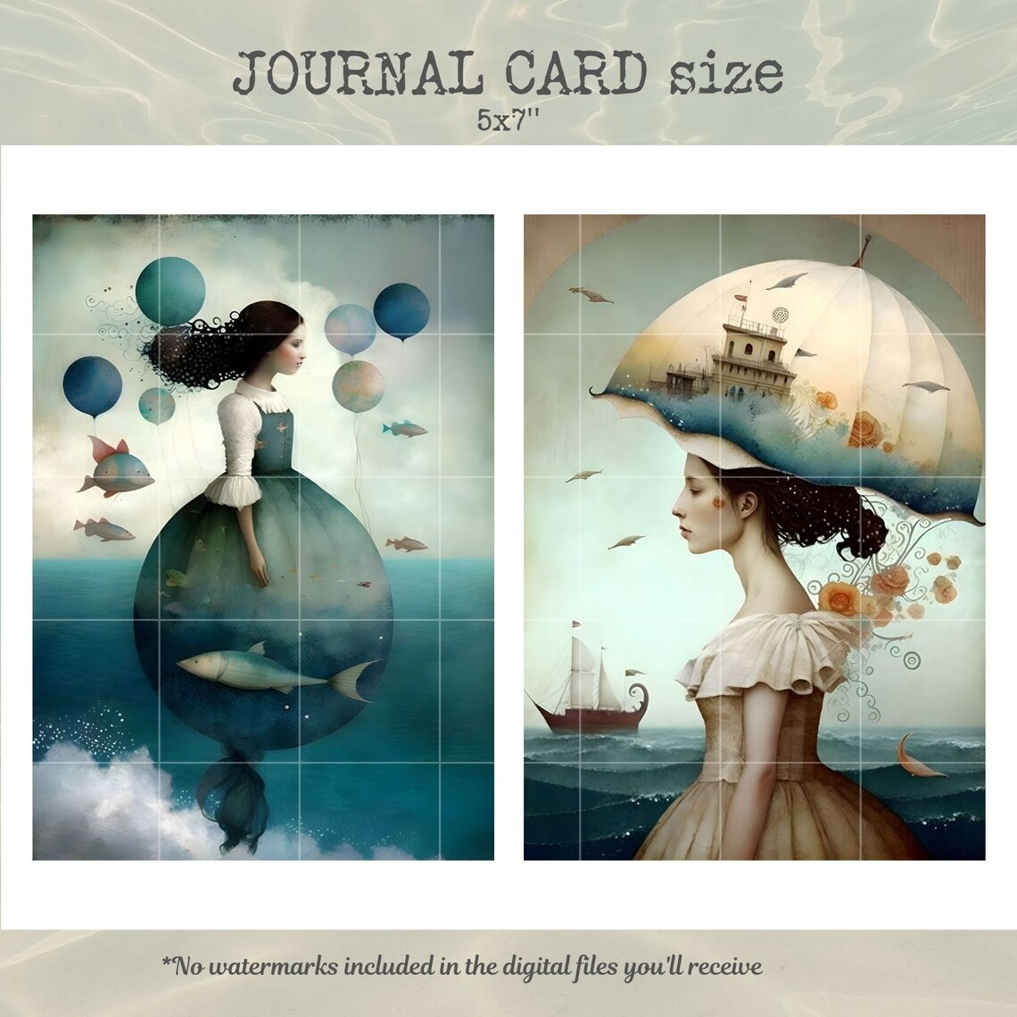 Sea ATC Cards | Surreal Summer Journaling Cards | Printable ...