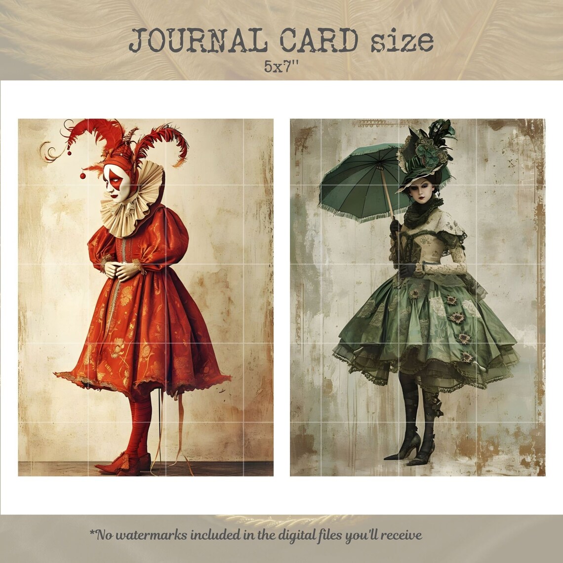 Venice Carnival Characters, Printable Junk Journal Papers, Unique ...