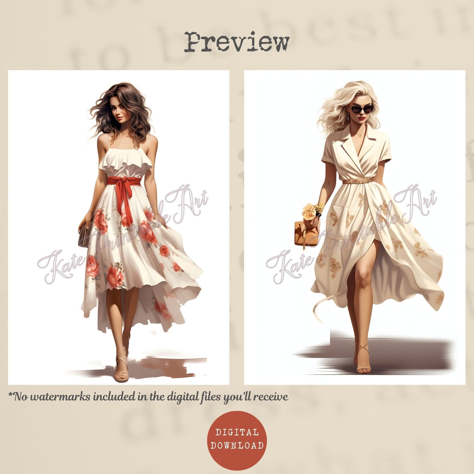 Summer Fashion, Printable Summer Outfits, Junk Journal Scrapbook ...
