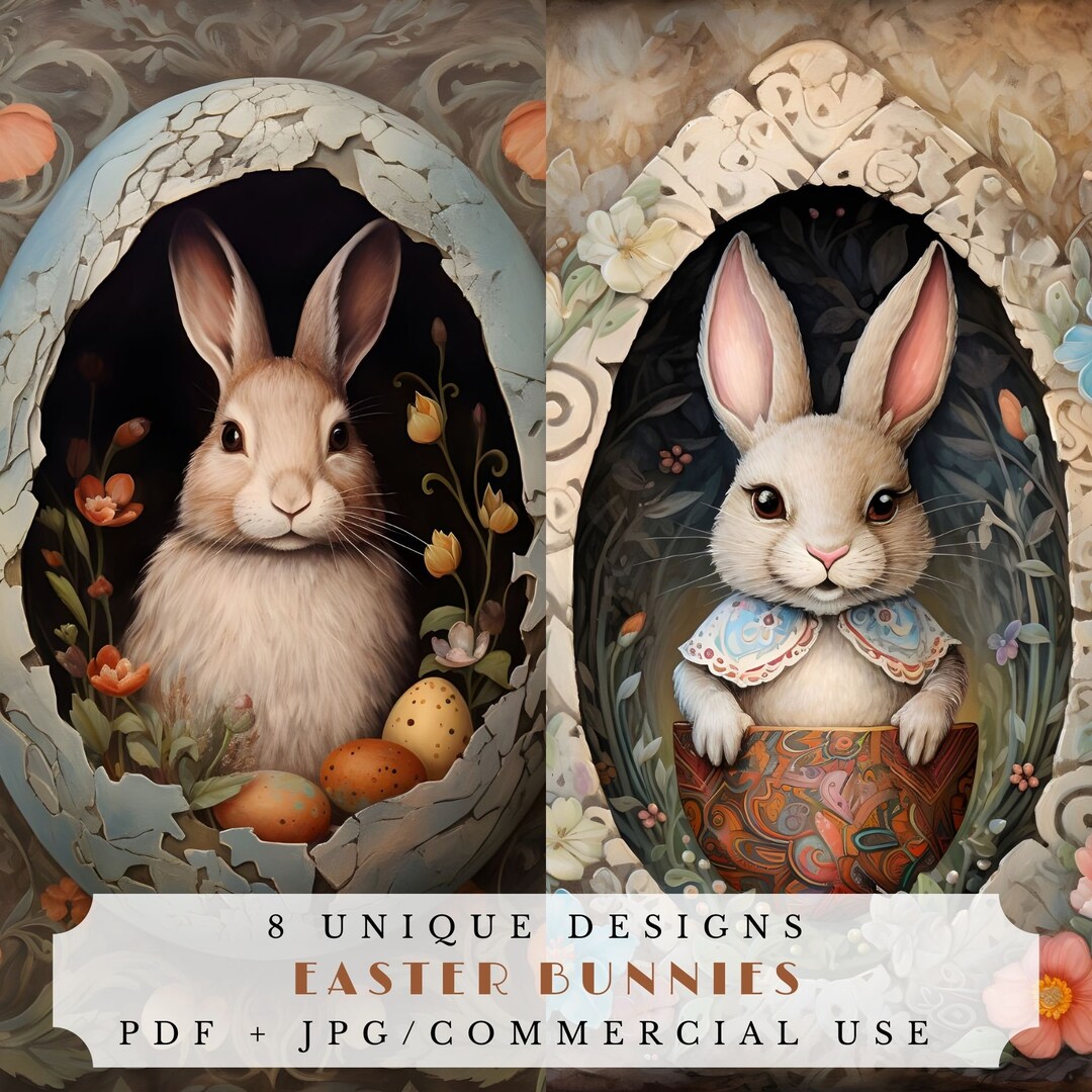 Easter Bunny Printables, Easter Junk Journal Pages, Unique Ephemera for ...