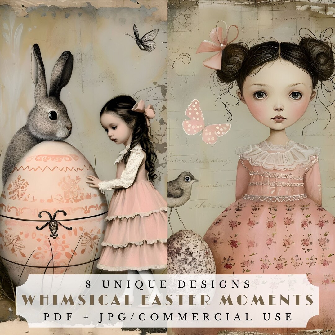 Whimsical Easter Moments, Printable Easter Ephemera, Cute Junk Journal ...