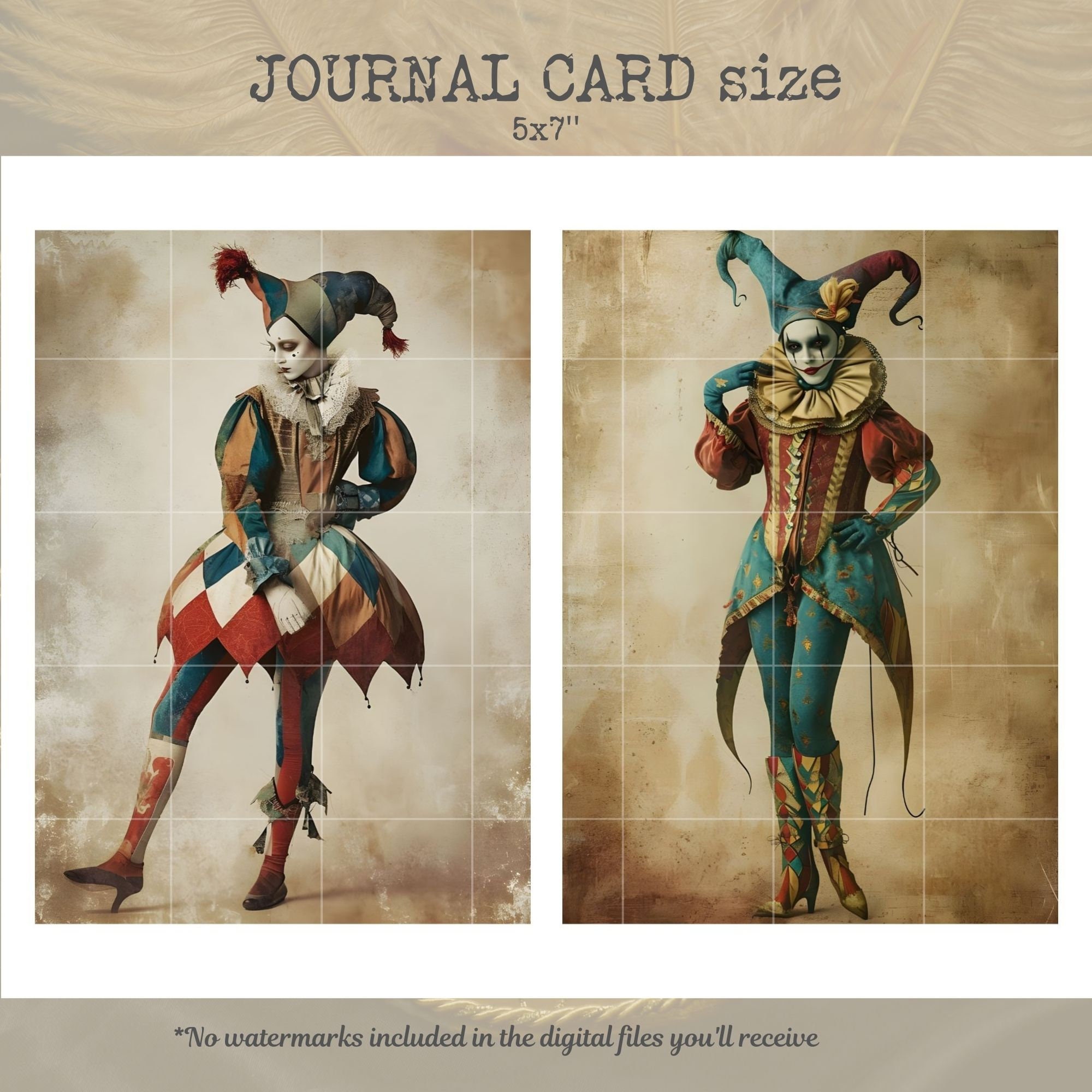 Venice Carnival Characters, Printable Junk Journal Papers, Unique ...
