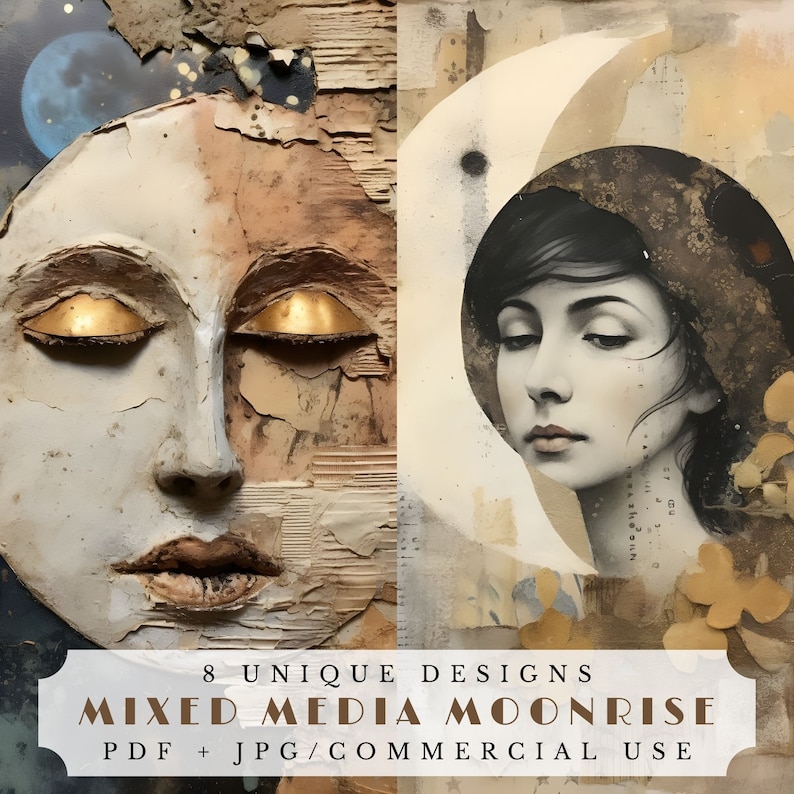 Rustic Moon Journaling Cards, Collage Ephemera (digital Download) - Etsy